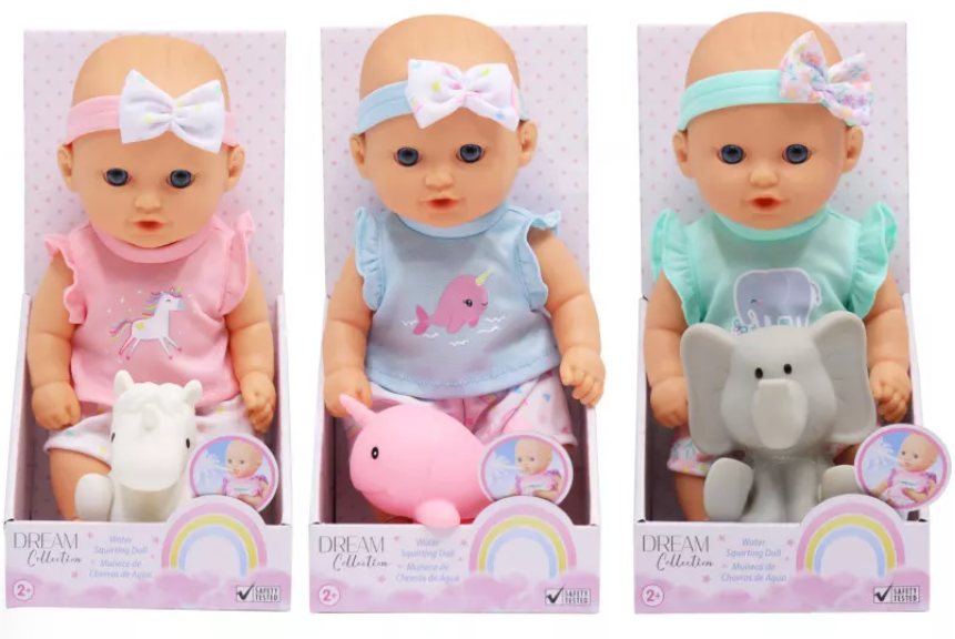 Gigo 10" Water Sqirting Doll W/ Vinyl Pet- 3 Asst – Shepher